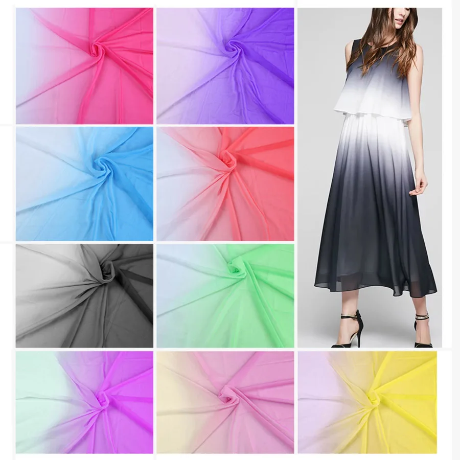 Tela de gasa con degradado para vestidos de boda, tela fluida para ...