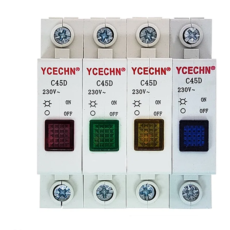 1Pcs Din Rail Mount 220V Indicator LED Lamp C45D Indicating LED Signal ...