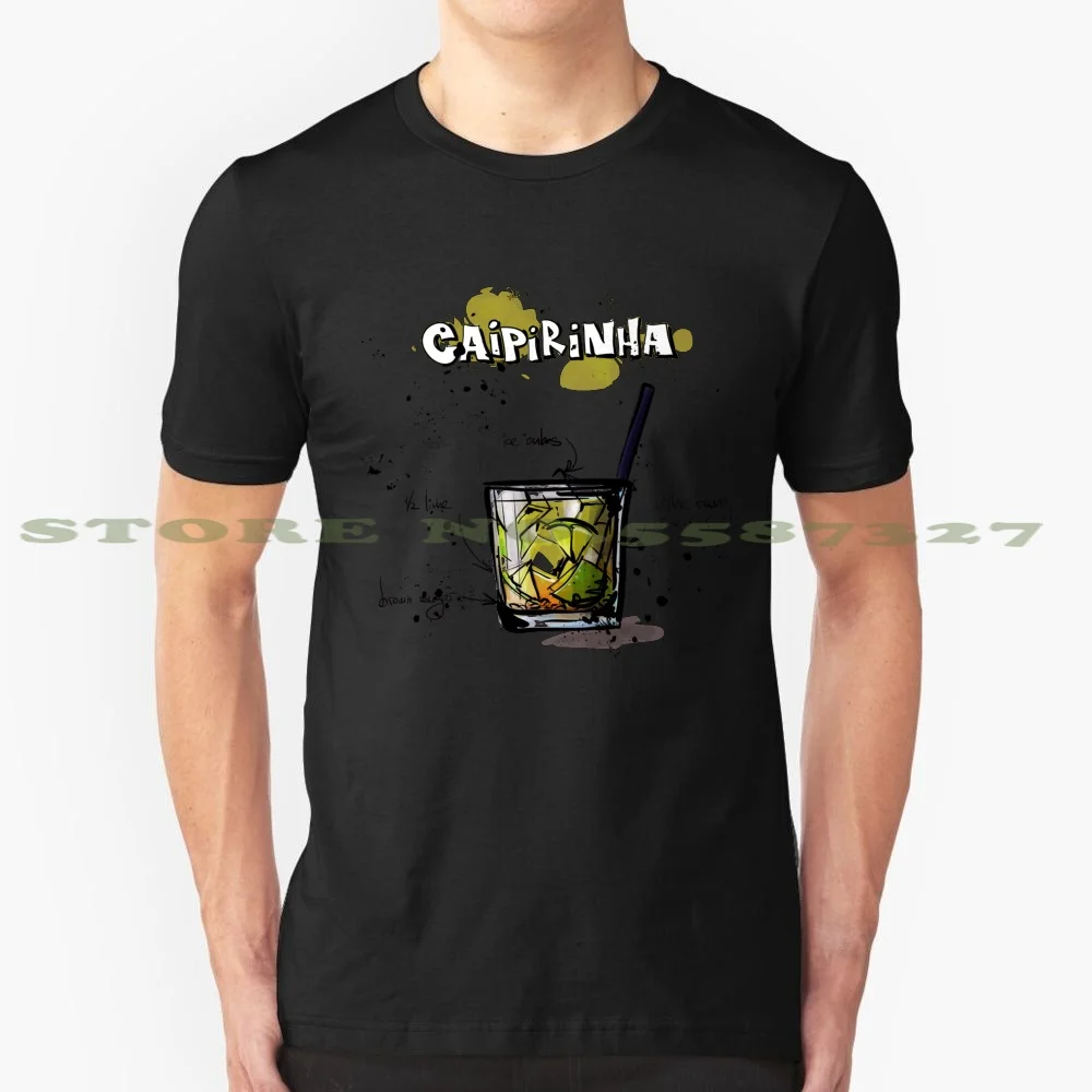 Caipirinha-Cocktail-Illustration-With-Recipe-100-Cotton-T-Shirt-Sketch ...