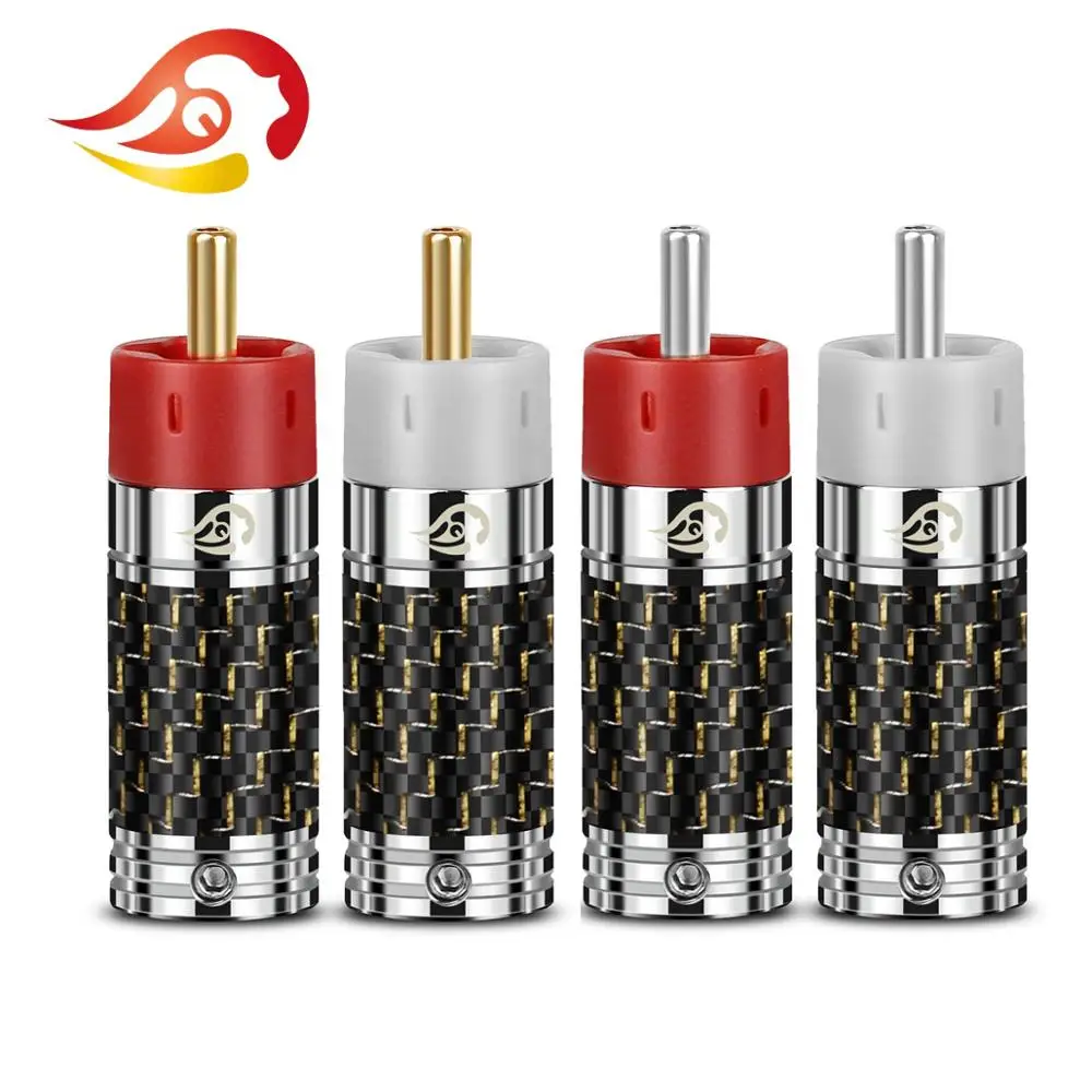 QYFANG-Rhodium-Plated-Copper-RCA-Plug-Audio-Jack-Gold-Carbon-Fiber ...