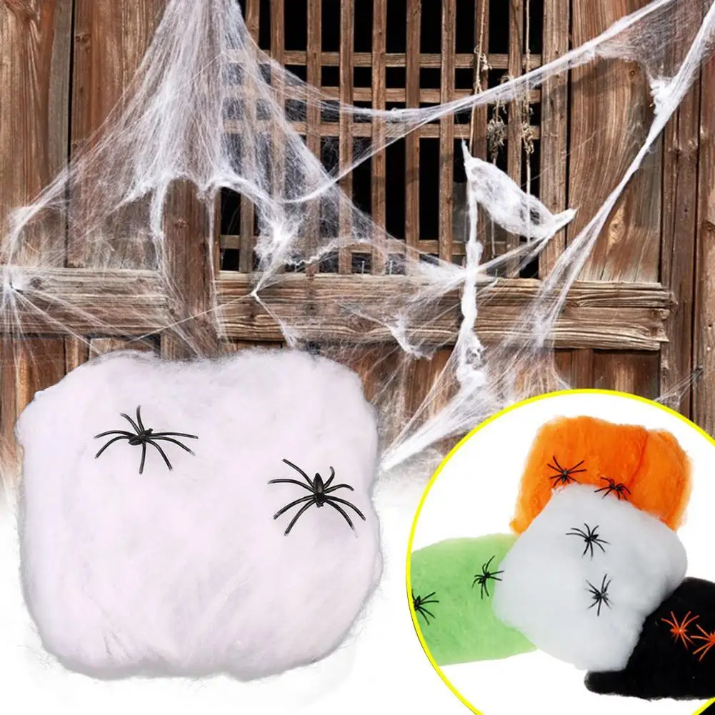 Super Stretchy Cobweb Artificial Spider Web Halloween Decoration Scary ...