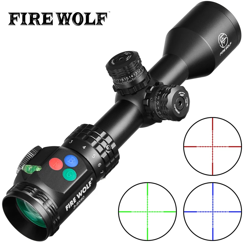 3-9x40 Riflescope Tactical Optical Rifle Scope Rgb Button Cross Dot ...