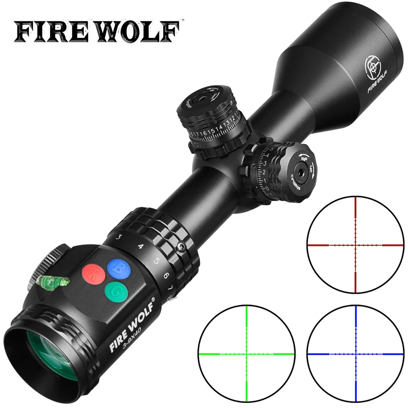 3-9x40 Riflescope Tactical Optical Rifle Scope Rgb Button Cross Dot ...