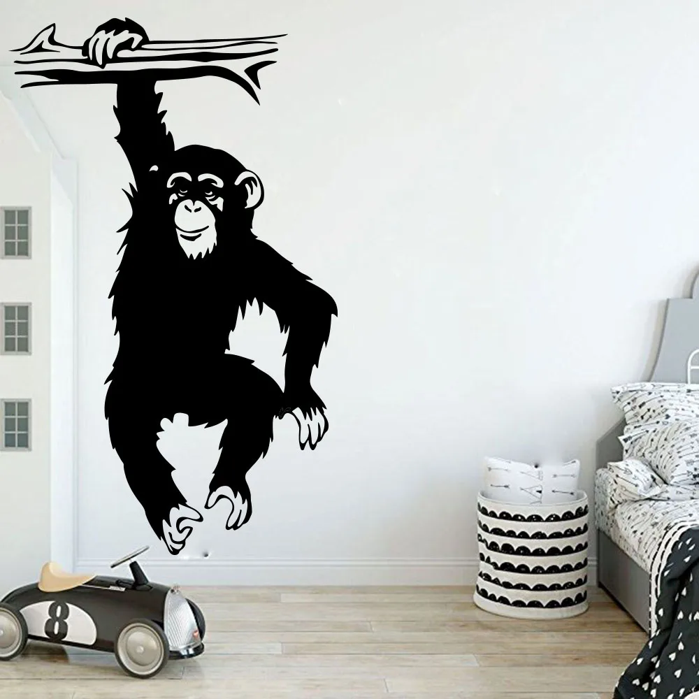Large Funny Monkey Tree Wall Decal Nursery Kids Room Cartoon Jungle ...