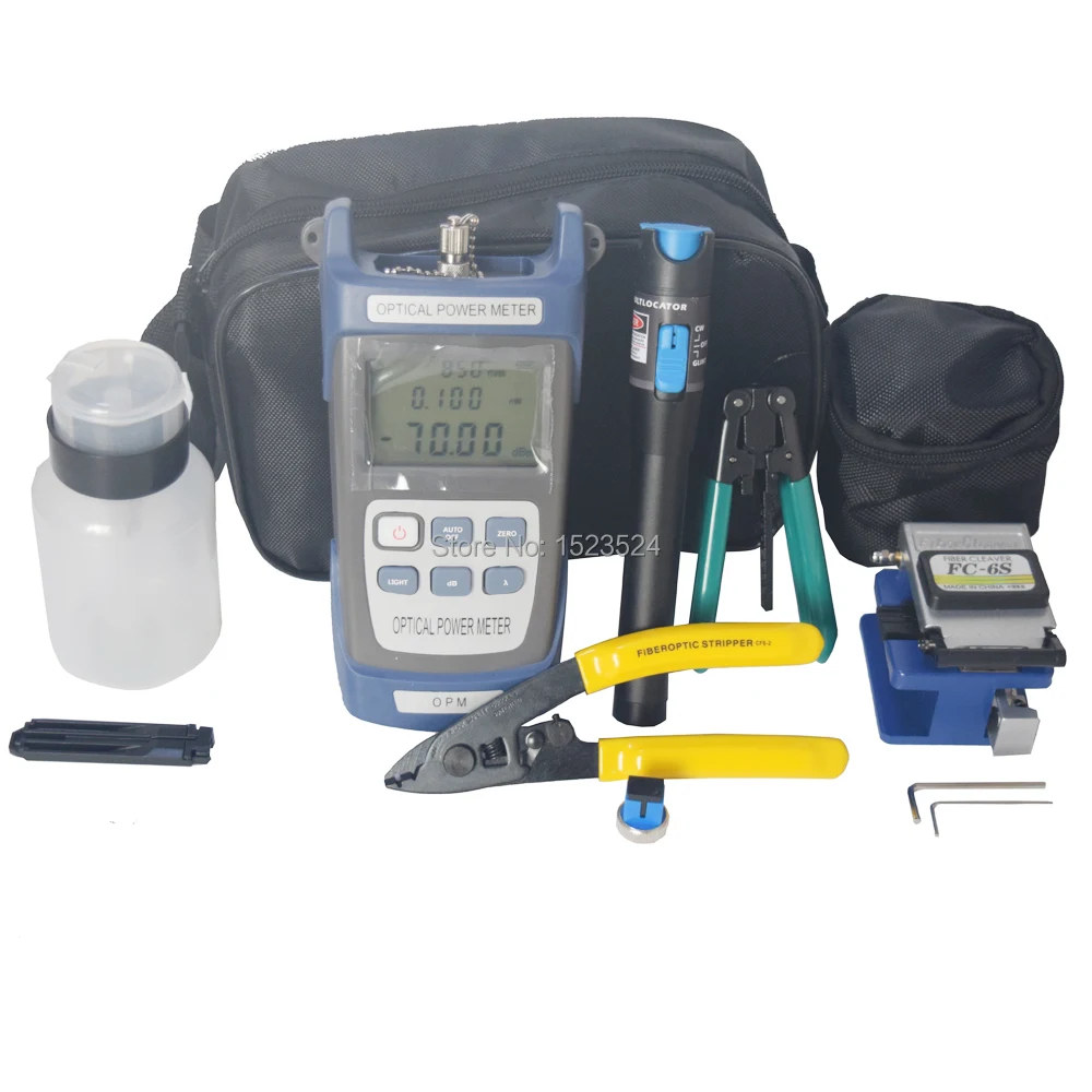 12pcs/set Ftth Fiber Optic Tool Kit With Fiber Cleaver Optical Power ...