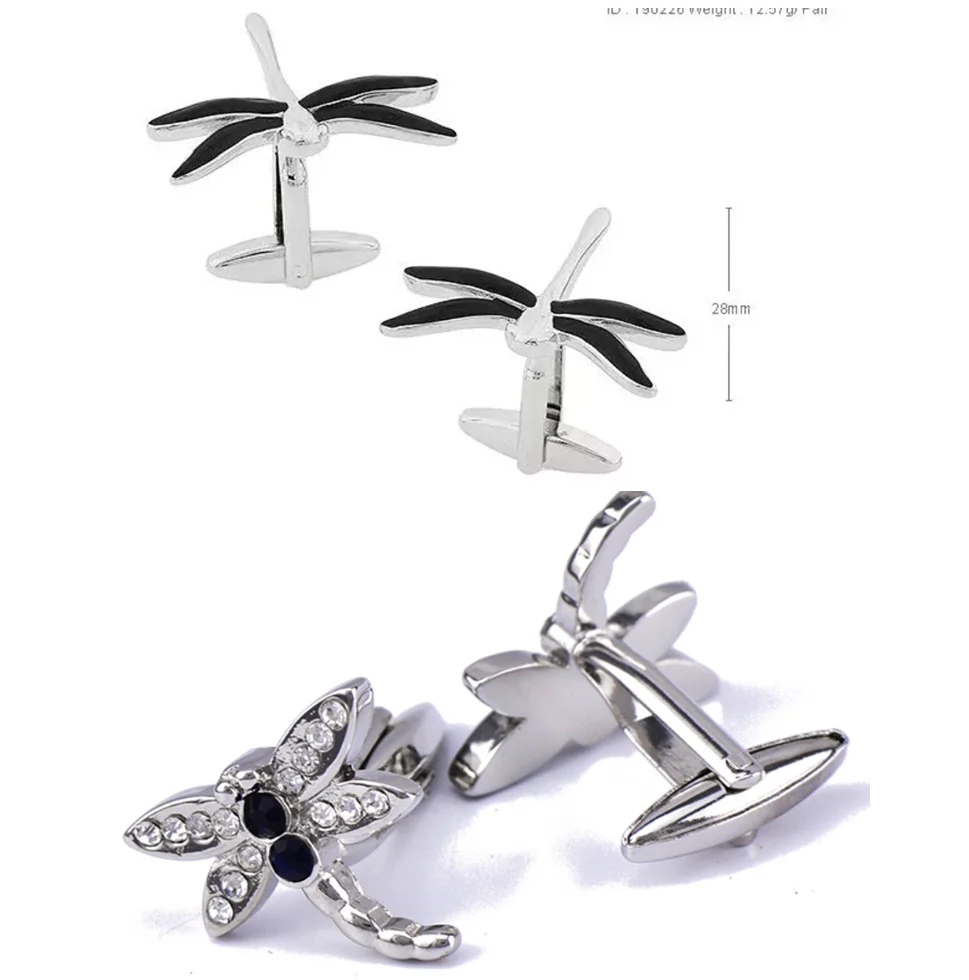 10pairs/lot Crystal Flying Dragonfly Cufflinks Copper Plating Cuff ...