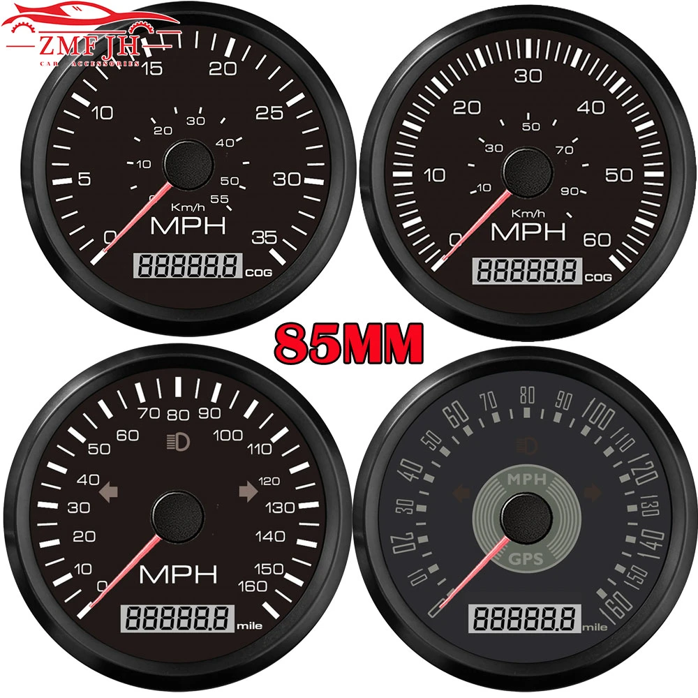 85mm Classical GPS Speedometer 35MPH 60MPH 80MPH 160MPH Adjustable ...
