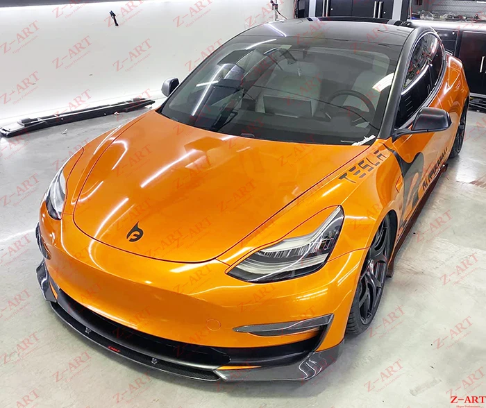 Z-art For Tesla Model 3 Carbon Fiber Front Lip For Model 3 Carbon Fiber ...