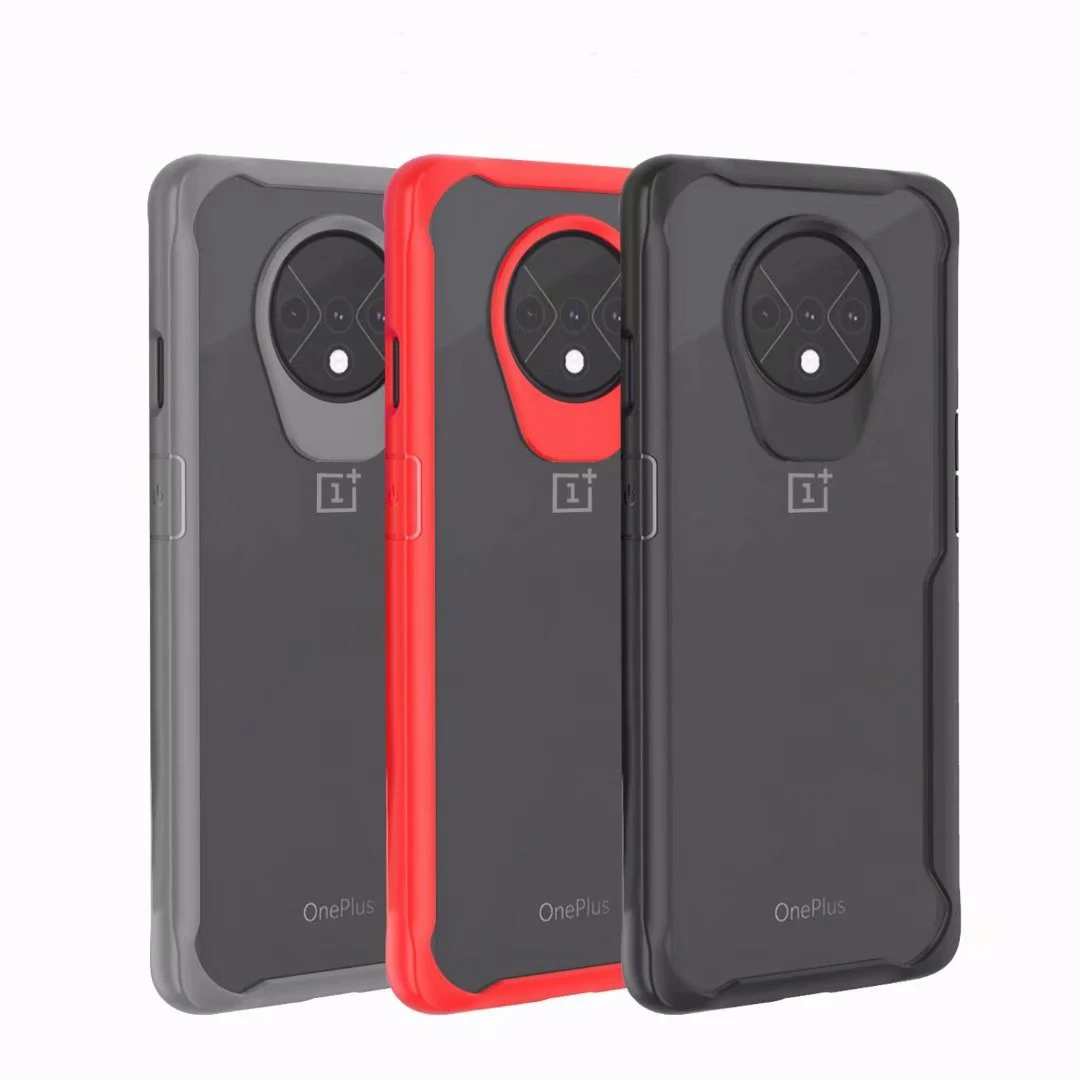 For OnePlus 7T Case Soft Silicone+Transparent PC Armor shockproof ...