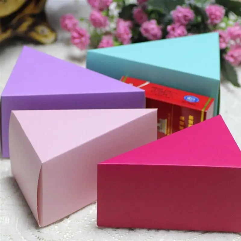 50pcs Triangle Cake Boxes Creative Candy Box Practical Sugar Gift ...