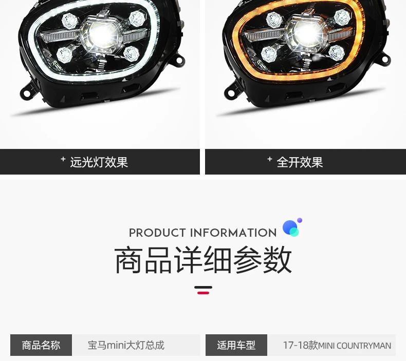 MINI Countryman F60 Headlights 2017-2019 F60 LED Headlight DRL Head ...