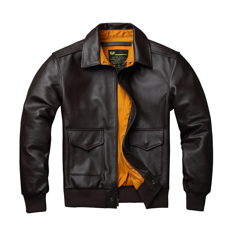 New Men’s Top Layer Genuine Leather Jacket Military Pilot Jackets Air ...