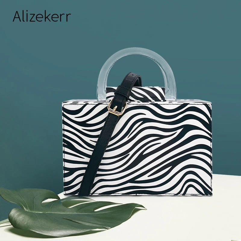 Zebra Pattern Box Handbag Women 2020 Retro Chic Crocodile Pattern ...