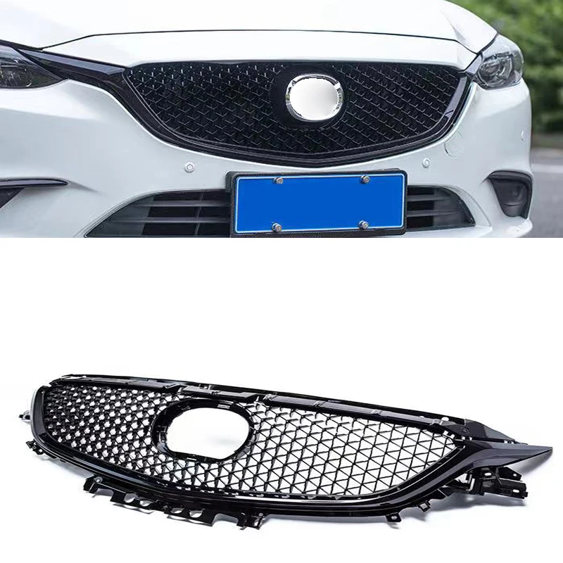 Front Racing Grille Upper Grills For Mazda 6 Abs Black Bumper Mesh Mask ...