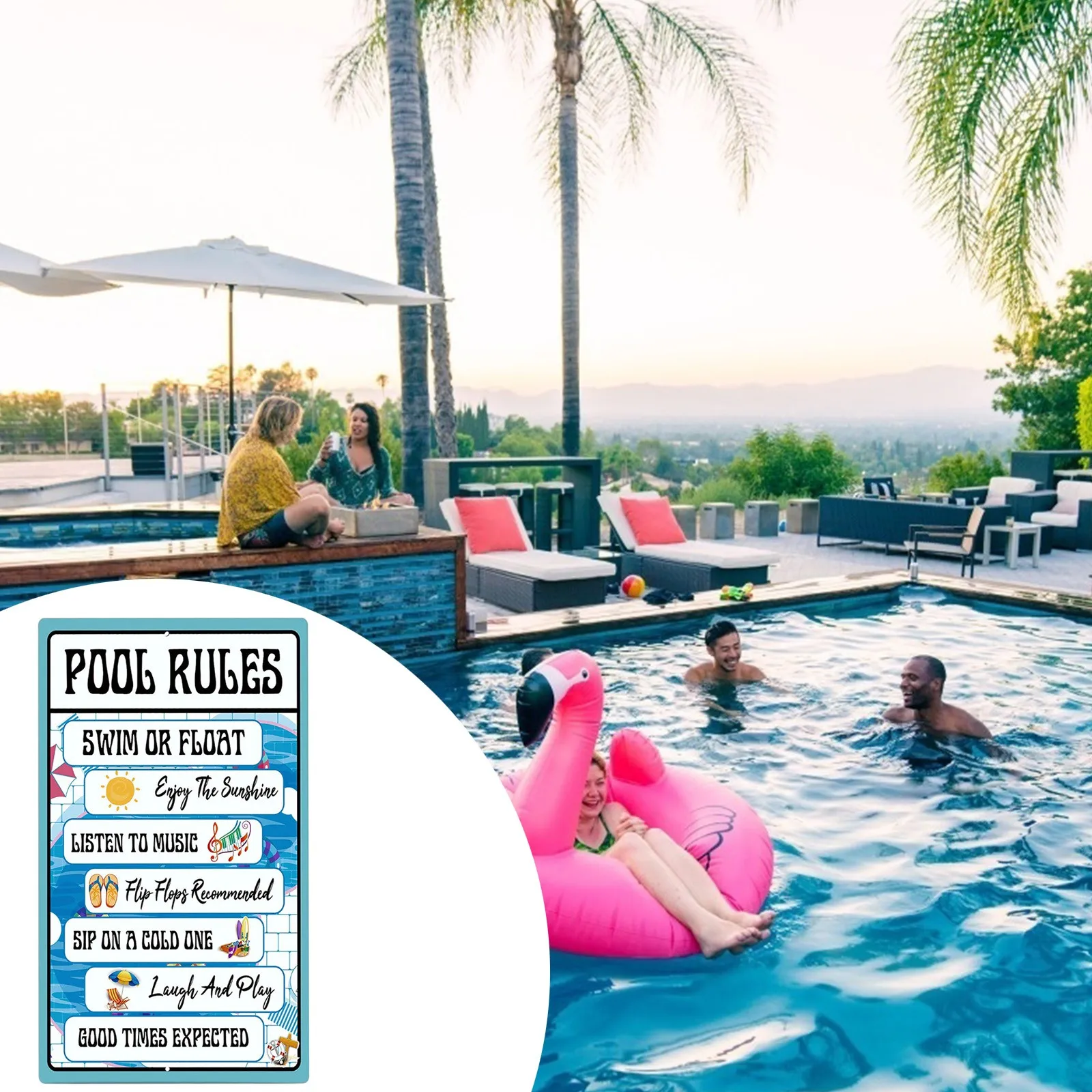 Pool Rules Swimming Metal Tin Sign Home Wall Decor Retro Quote ...