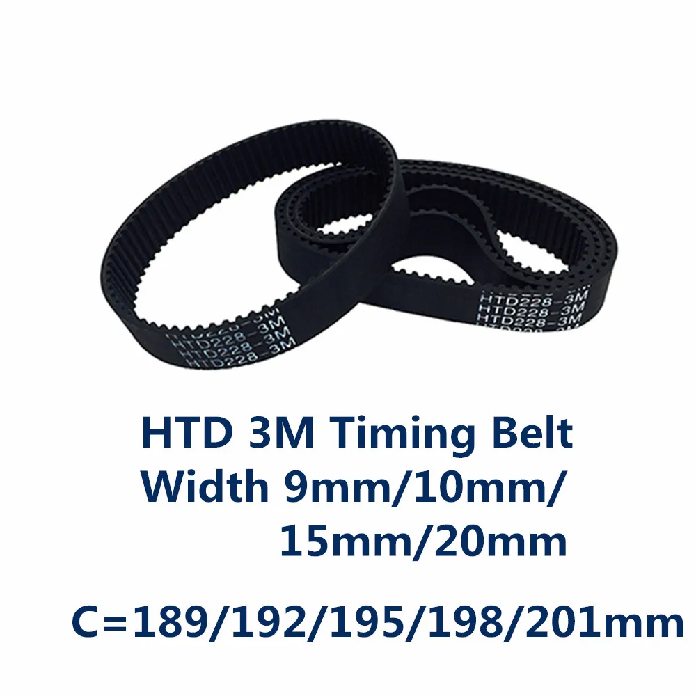 2 Pcs Htd 3M Distributieriem C = 189/192/195/198/201 Mm Zwart rubber Breedte 9 Mm 10 Mm 15 Mm 20 ...