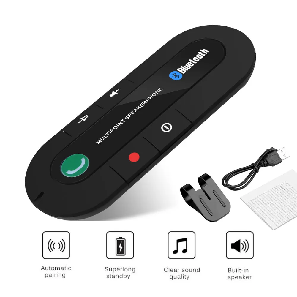선바이저 블루투스 차량용 키트 핸즈프리 무선 블루투스 수신기 Mp3 음악 플레이어 Usb 케이블 핸즈프리 로드 스피커폰