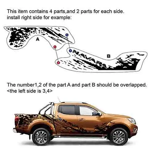 Car body sticker 4 by 4 decal mud splash vinyl graphic sticker for ...