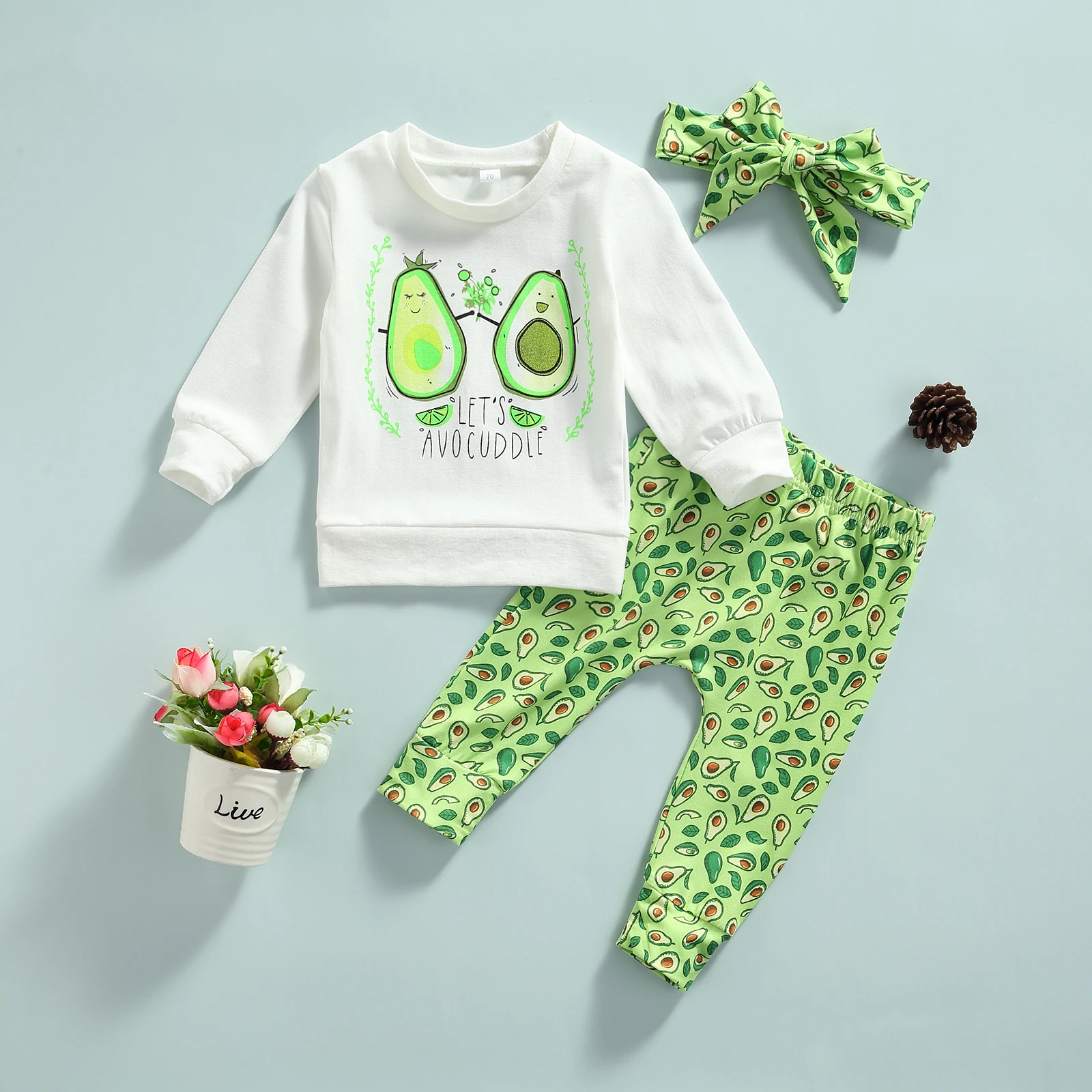 Baby Girl 3Pcs Fall Clothes, Long Sleeve Crew Neck Pullover + Pants ...