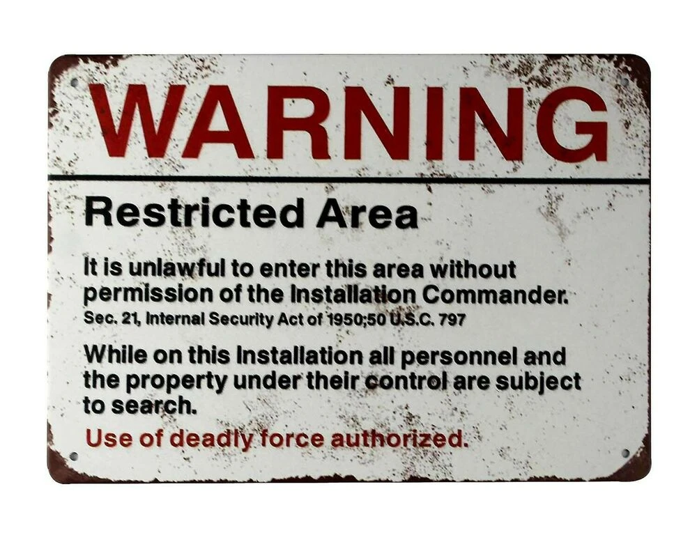 Dod Restricted Area Warning Sign