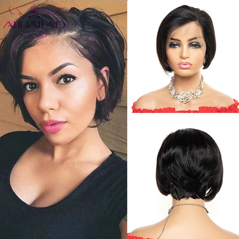 Pixie Cut Wig 13x4 Bob Lace Front Human Hair Wigs Brazilian Remy 4x4 ...