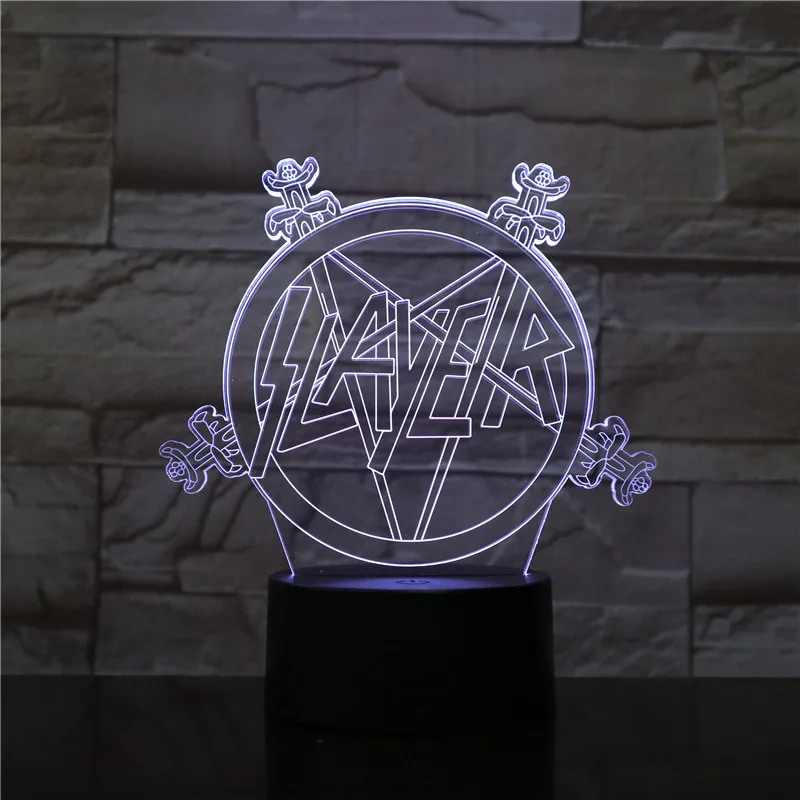 Band Slayer Logo 3d Led Night Light Usb Touch Sensor Hoom Room ...