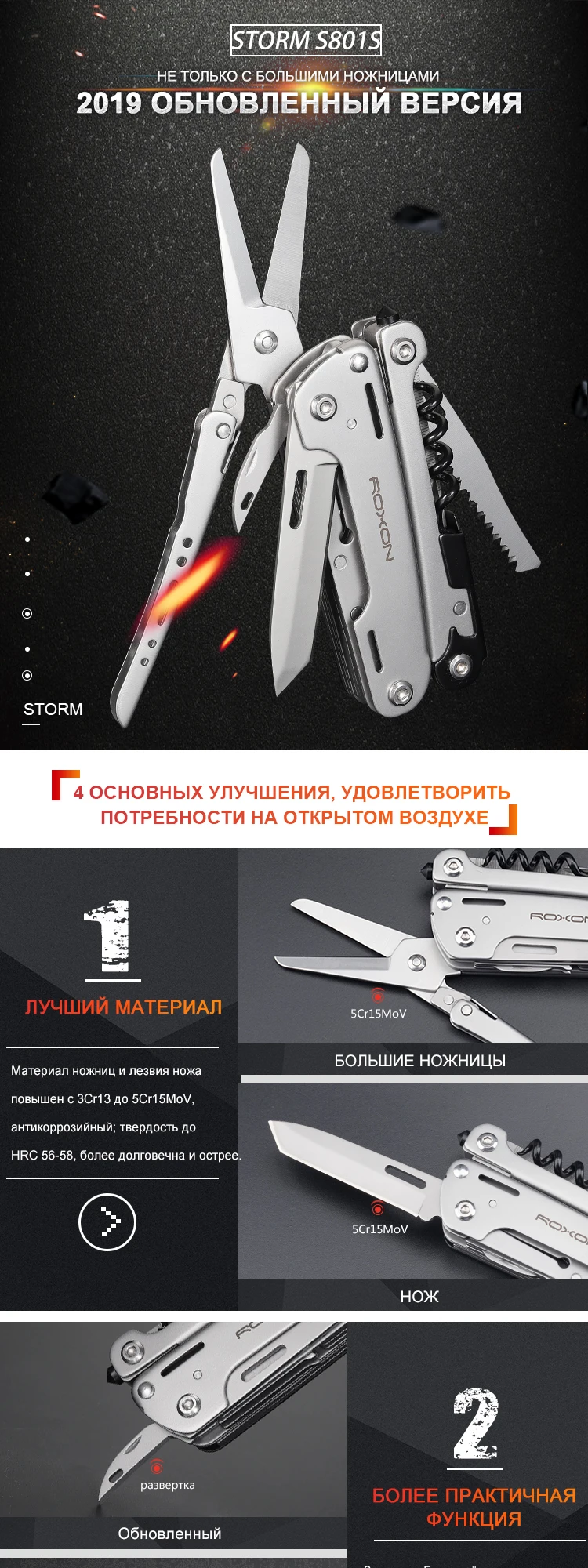 ROXON S801S 16 в 1 многофункциональные плоскогубцы-карманный нож для повседневного использования ...