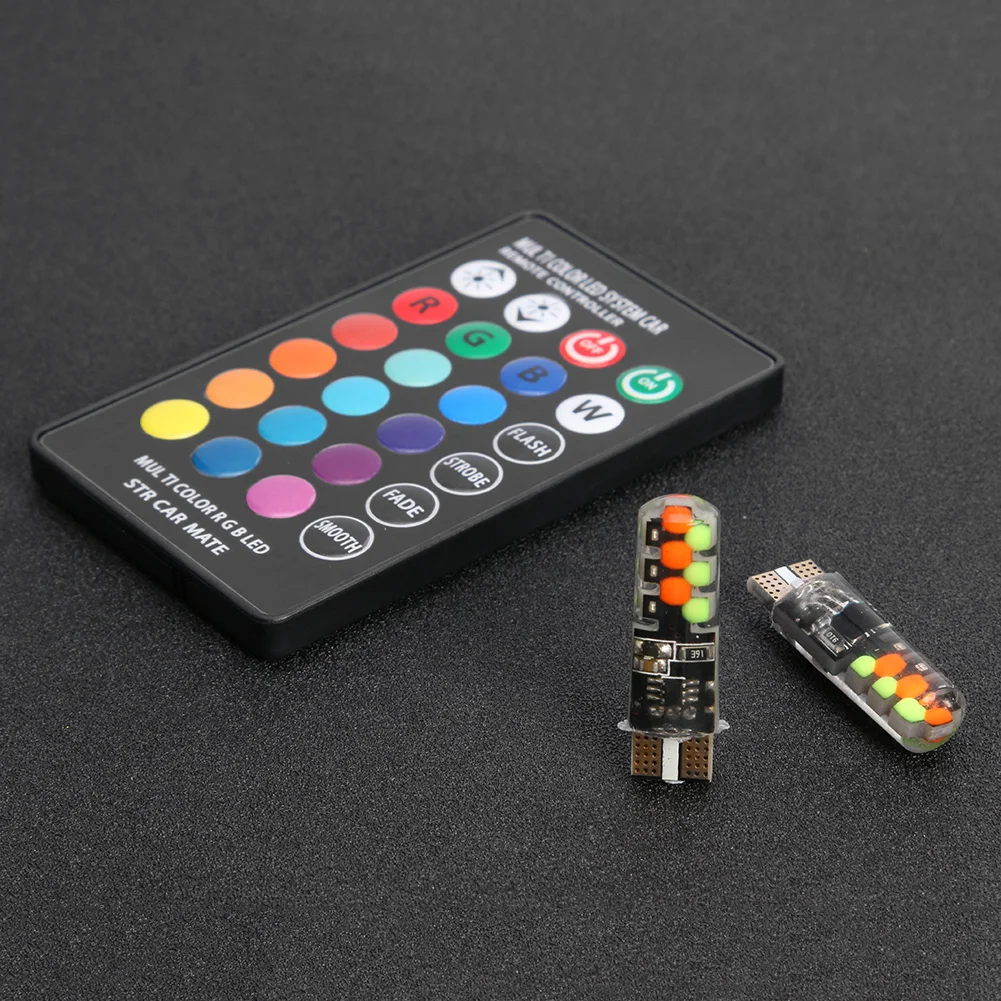 For You two T10 led cob RGB remote control car bulb map to spread ...