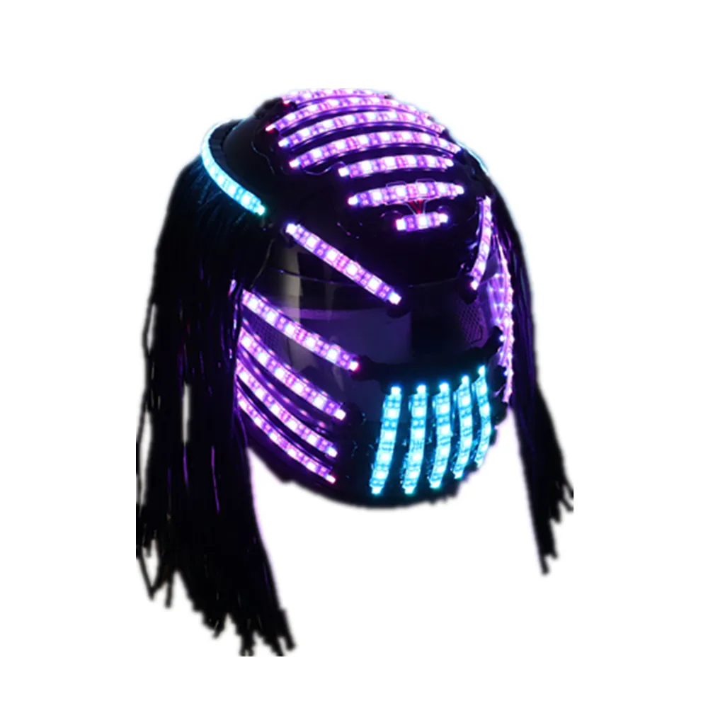 Casco LED monocromático a todo color, cascos de carreras luminosos RGB ...