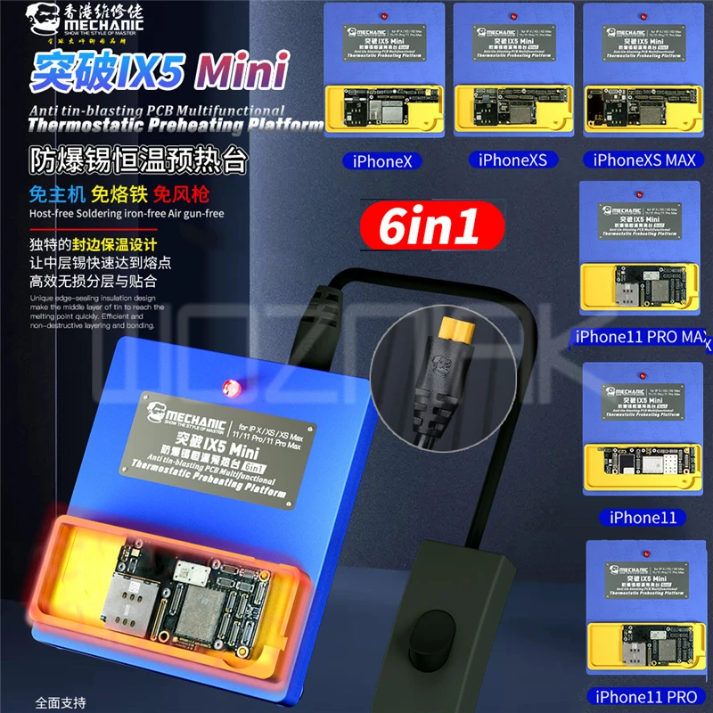 MECHANIC IX5 미니 방폭 주석 일정한 온도 예열 플랫폼 마더 보드 레이어링 아이폰 X 11Pro 최대 6in1|수공구 ...