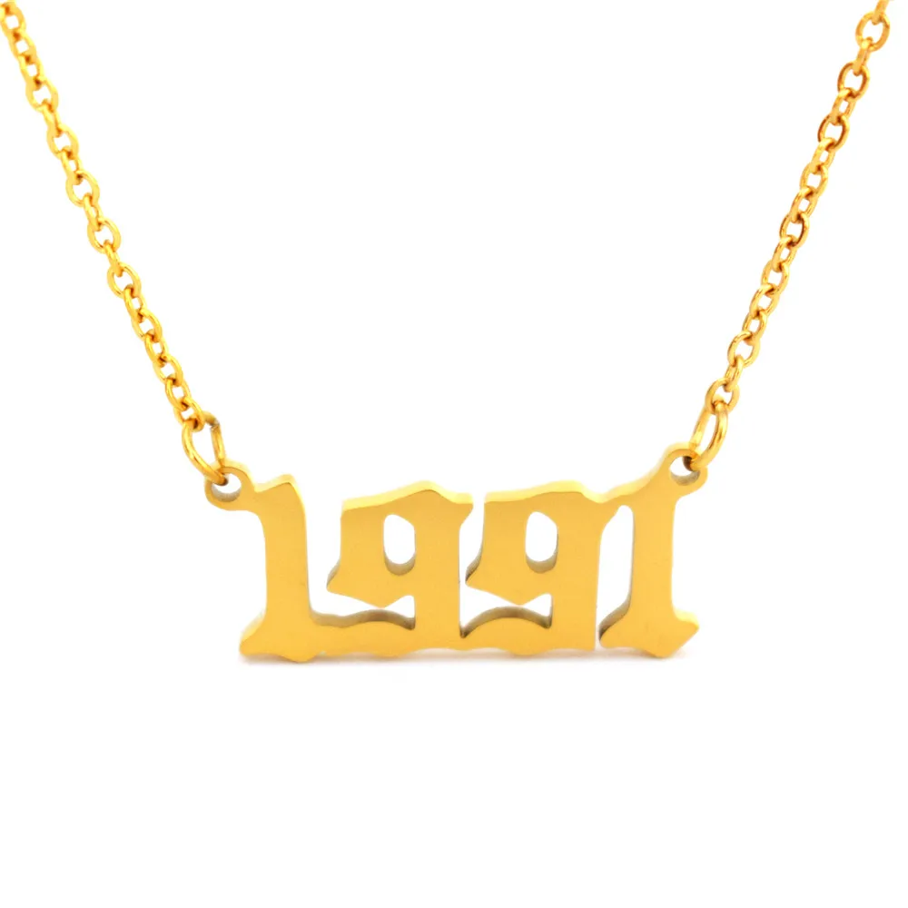 Custom 1991 Special Year Pendants Necklaces Gold Four Number Necklace ...