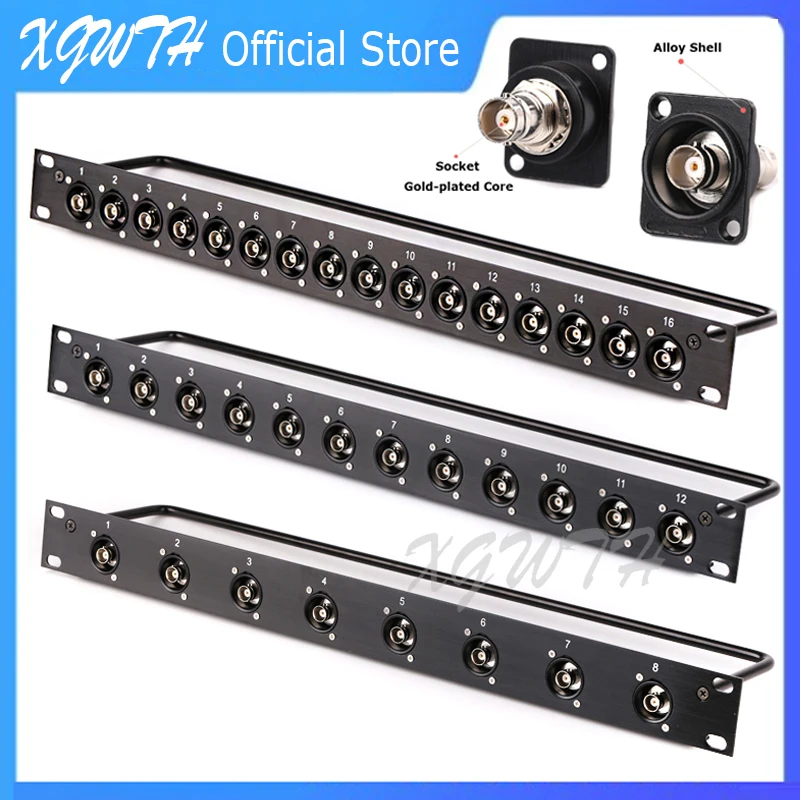 HD-SDI 3G-SDI BNC Video Cabinet Jumper Connnector 1U Rack Patch Panel 4 8 12 16 Way Channel