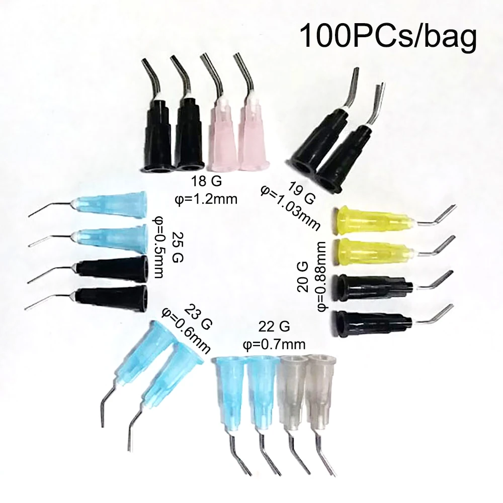 100PCs-Dental-Delivery-Curved-Needle-Head-Dentist-Electronic-Dispensing ...