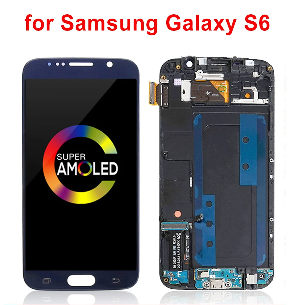 슈퍼 갤럭시 S6 G920 SM G920F G920F 수리 부품에 대 한 슈퍼 AMOLED LCD 디스플레이 터치 스크린 ...