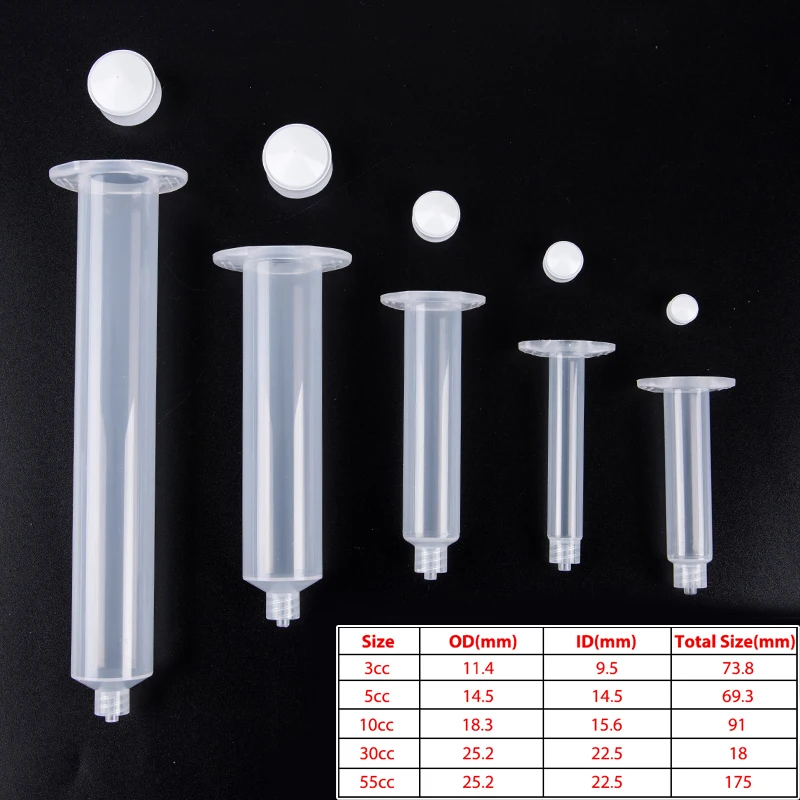 5pc 3/5/10/30/55cc Glue Dispensing Syringe Barrel Set Glue Adhesive ...