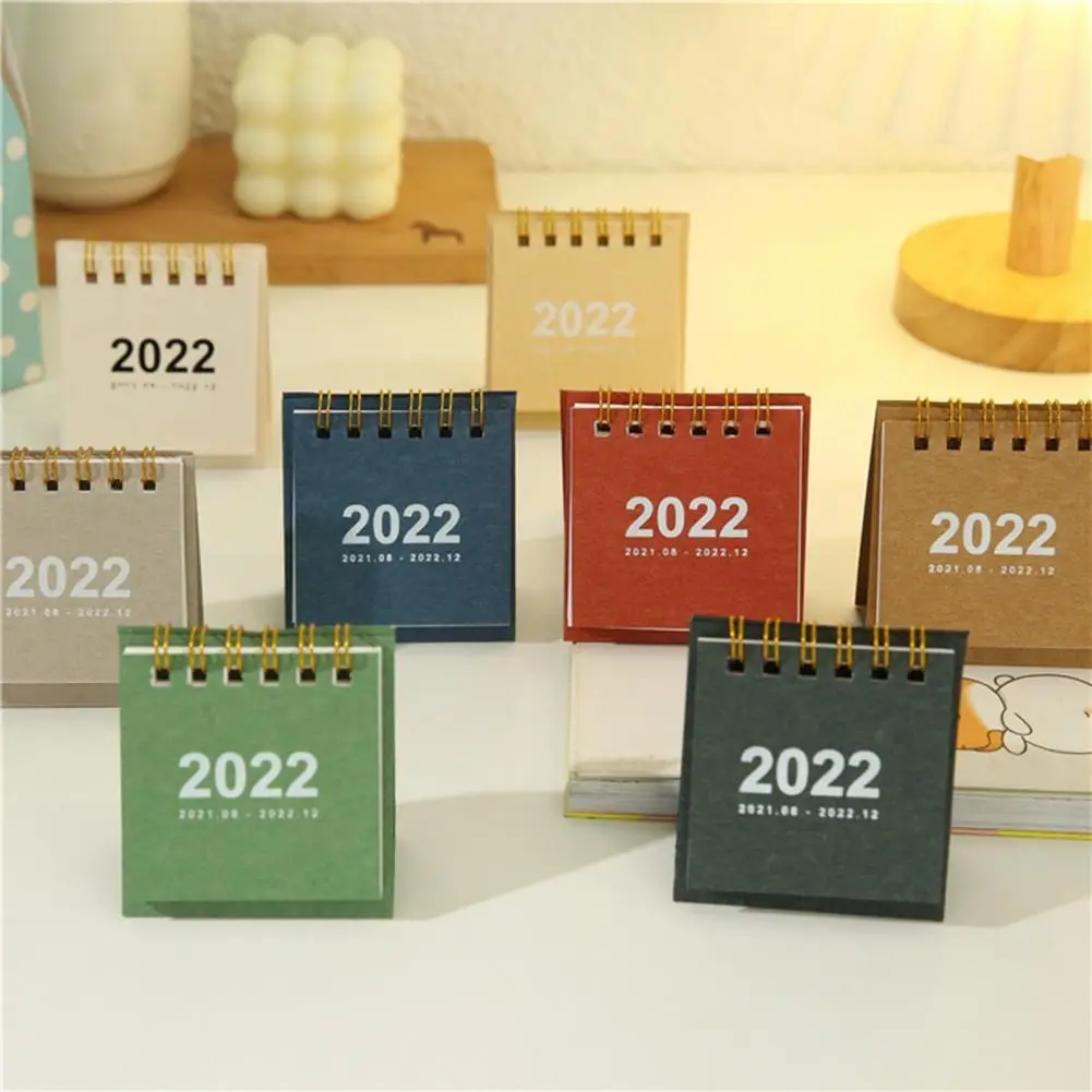 Mini Desk Calendars Innovative Monthly Pages Solid Color 2022 Stand Up ...