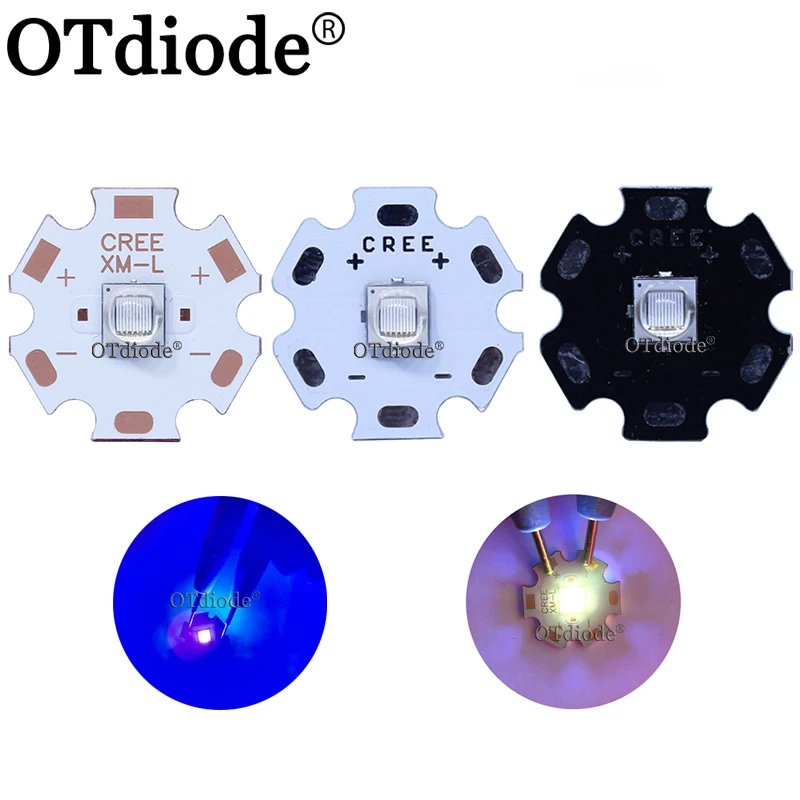 Epileds 5050 XML LED 이미터 램프 조명, 10W UV 보라색, 365NM, 395NM, 12mm, 14mm ...