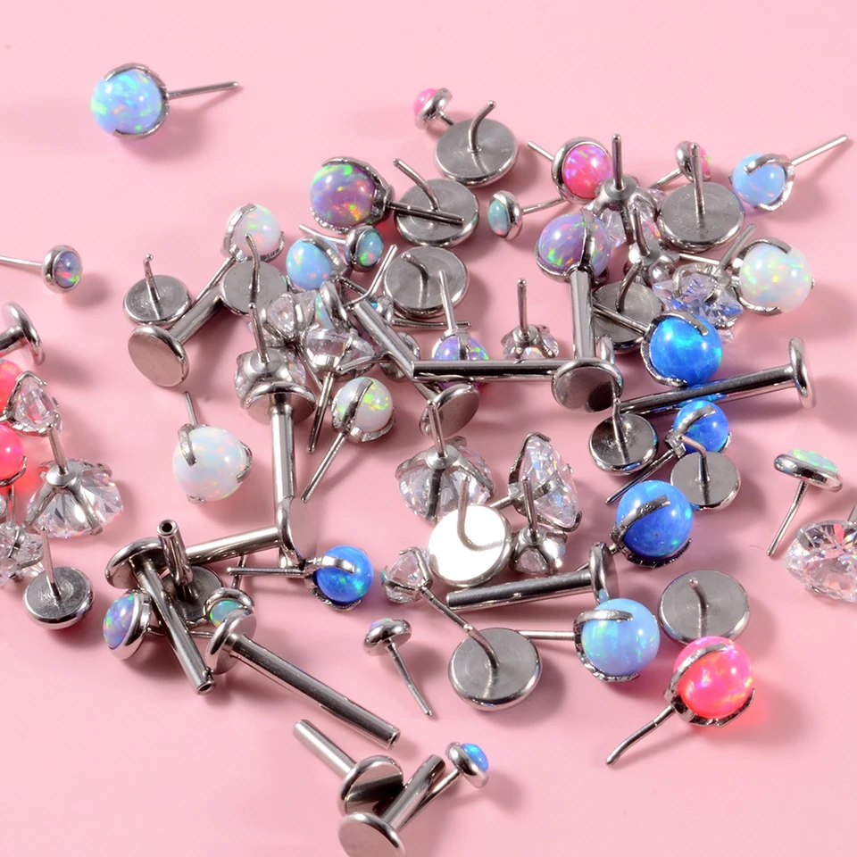 16g Tragus Helix Piercing Opal Gem Nose/Labret/Lip/Ear Ring - 316L ...