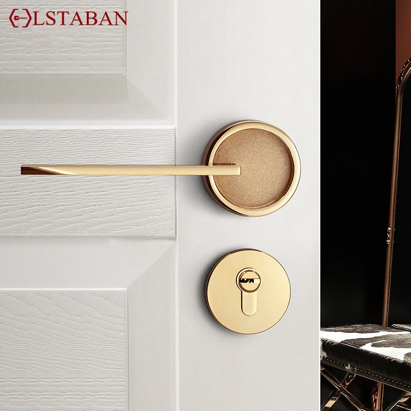 Lstaban Simple Golden Split Lock Zinc Alloy Indoor Wooden Door Lock ...