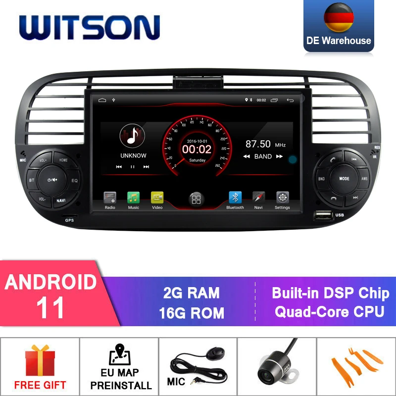 Witson Android 11 Car Multimedia Player For Fiat 500 With Built-in Dsp ...