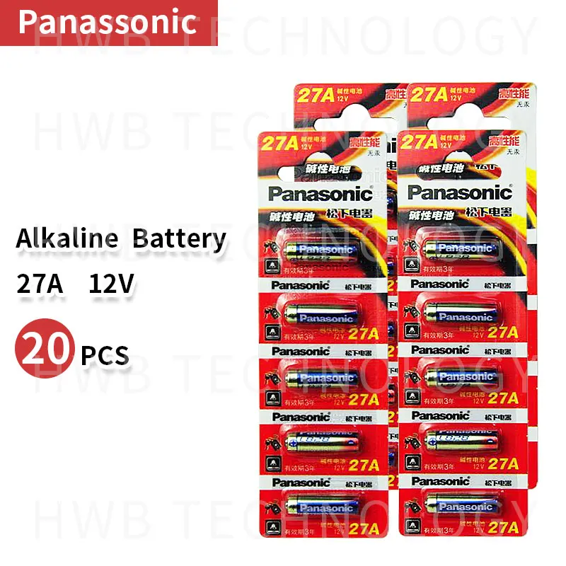20pcs Panasonic 27A A27 12V Alarm Remote Dry Alkaline Battery Cells ...