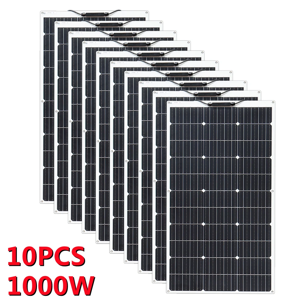 1000W-Solar-Panel-Flexible-Monocrystalline-Solar-Cells-1-10PCS-100-Watt ...