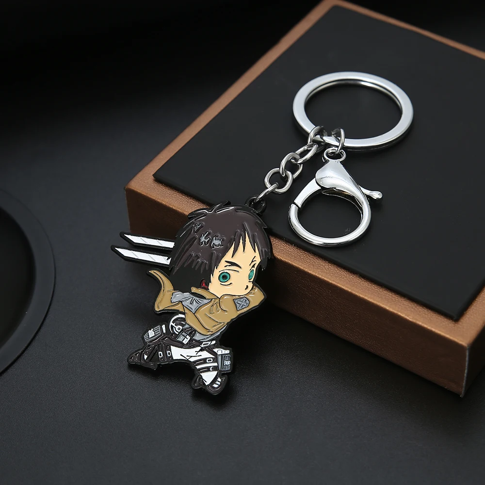 Anime Attack on Titan Keychain Eren Jaeger Figures Keyring Key Holder ...