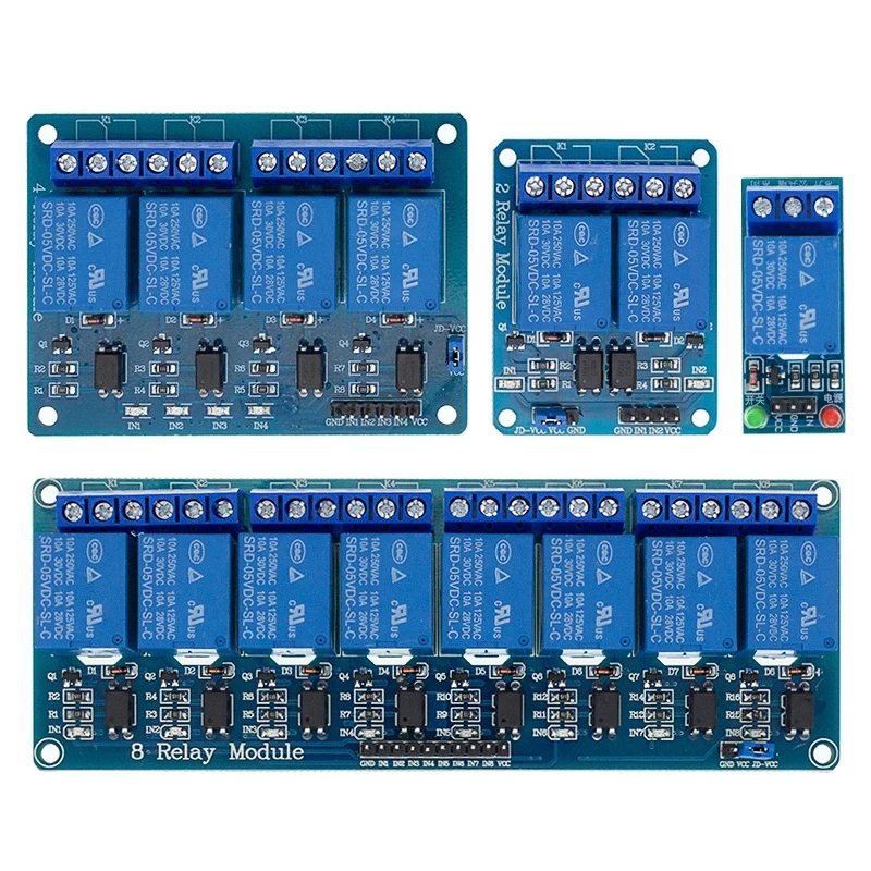 1 2 4 8 채널 5v 릴레이 모듈 옵토커플러 포함 릴레이 출력 1 2 4 8 웨이 릴레이 모듈 Arduino용 재고 있음