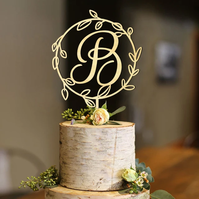 Gold Monogram Wedding Cake Toppers