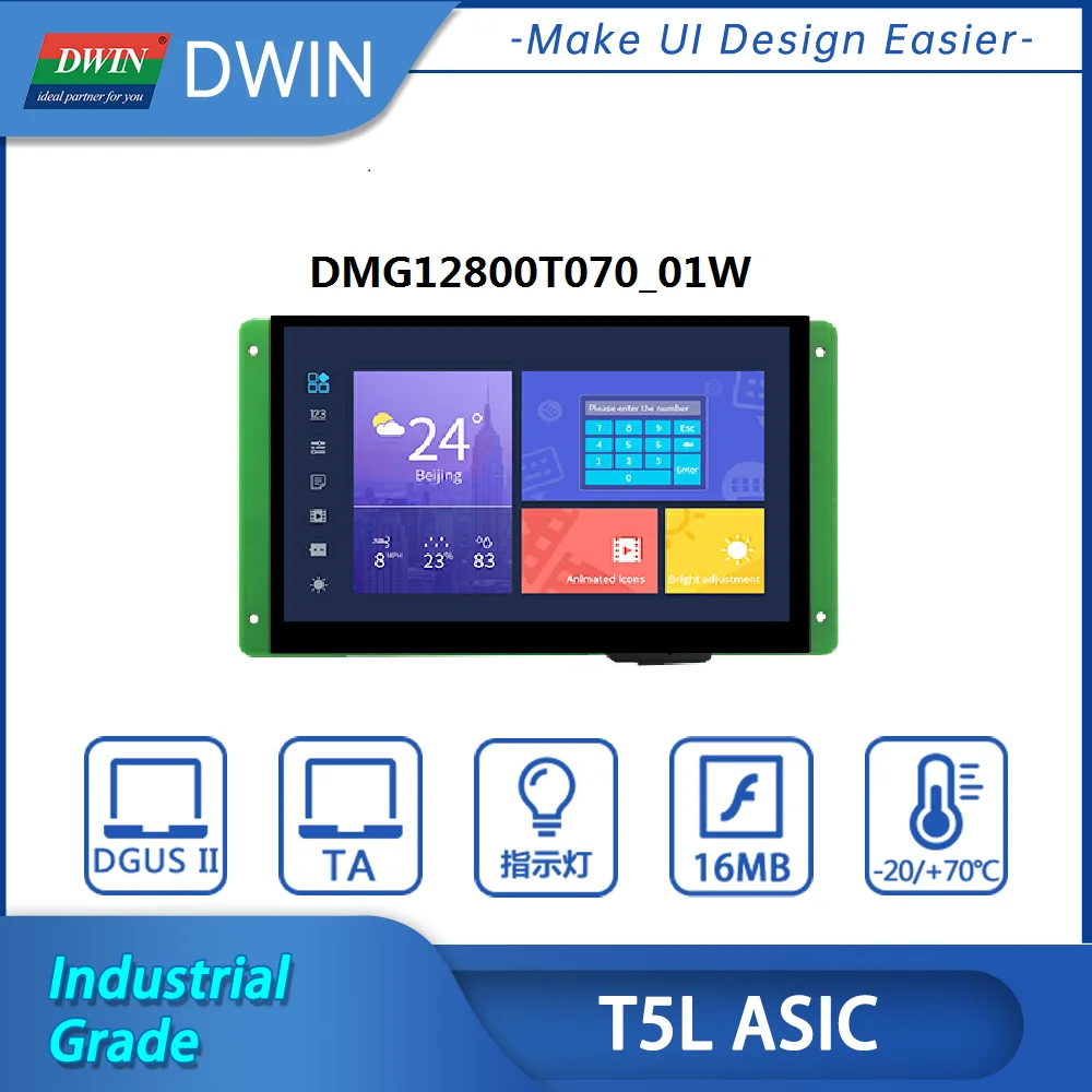 DWIN 7 Inch 1280*800 Industrial Grade HMI Display Arduino PLC Touch ...