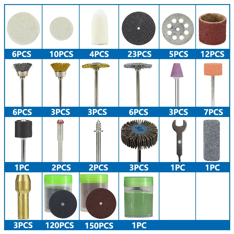 Набор абразивных инструментов XCAN, комплект из 372 насадок для ...