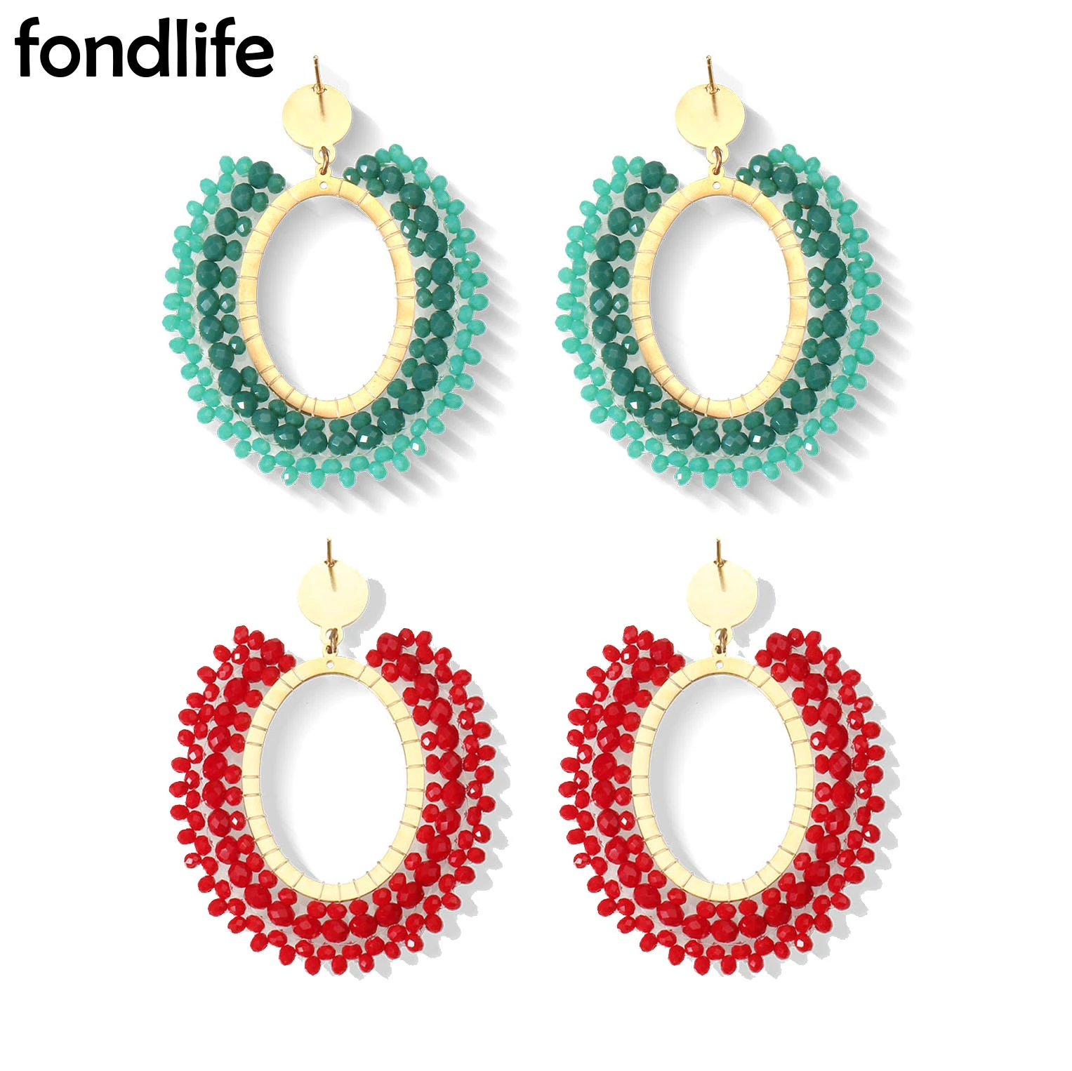 Kleurrijke Goede Kwaliteit Crystal Vergulde Roestvrij Staal Oorbellen ...