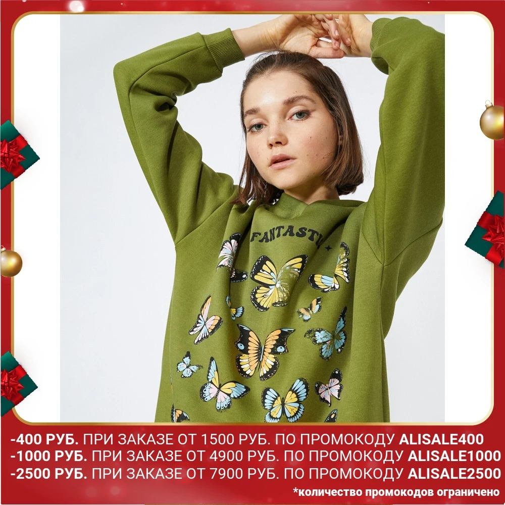 Sweatshirt Koton 2WAL10099IK green Women Hoodies and Sweatshirts from ...