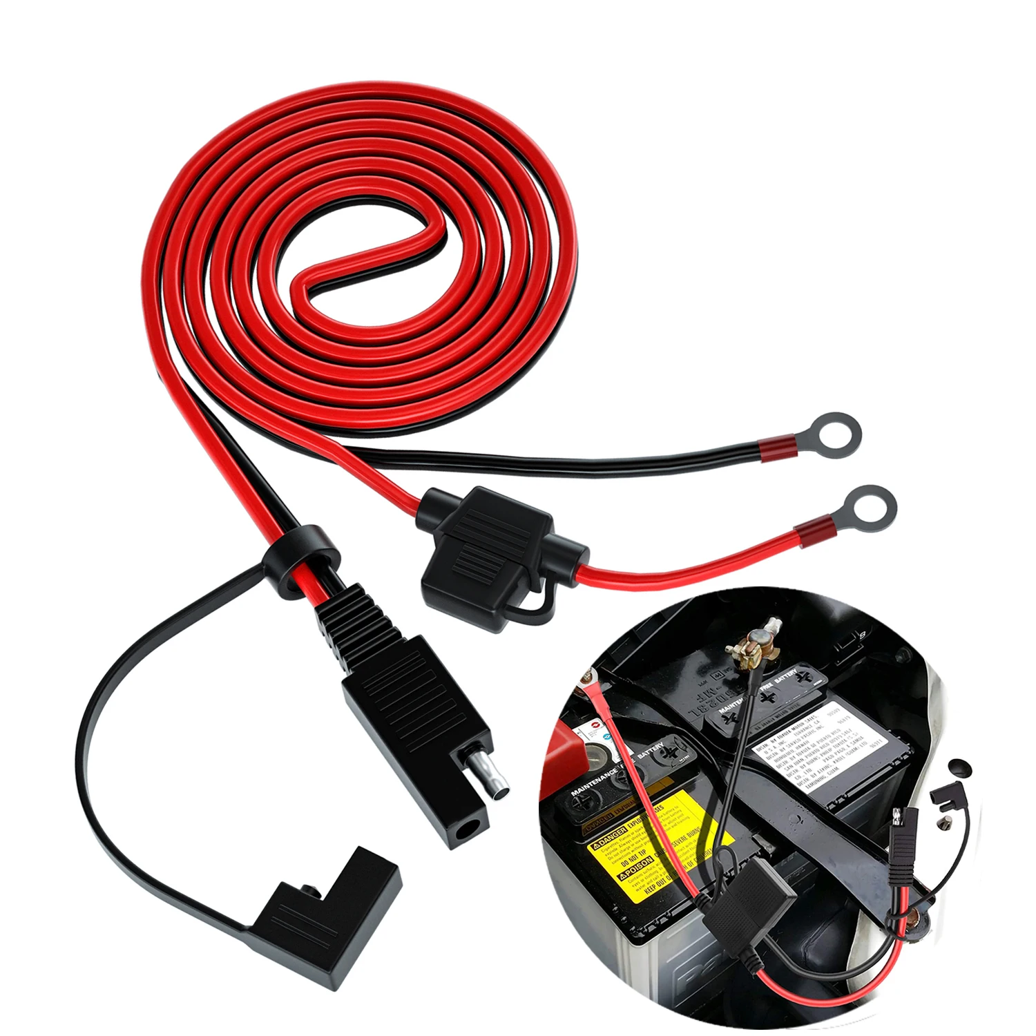 Car Motorcycle SAE Socket Connecter Extension Cord Cable Battery ...